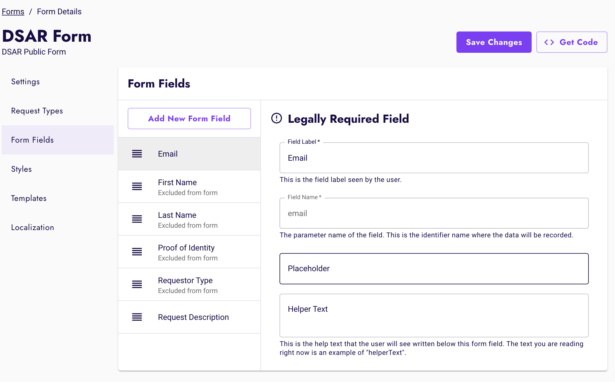 DSAR Forms - Form Fields – Osano