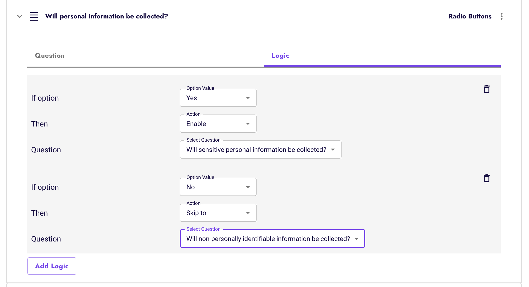 Custom Assessments: Conditional Questions – Osano